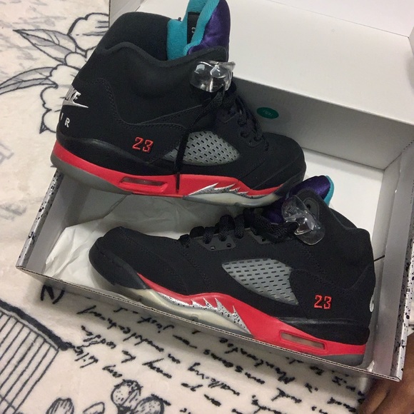 Shoes | Retro Jordan 5 Redblackpurplenew Emerald | Poshmark